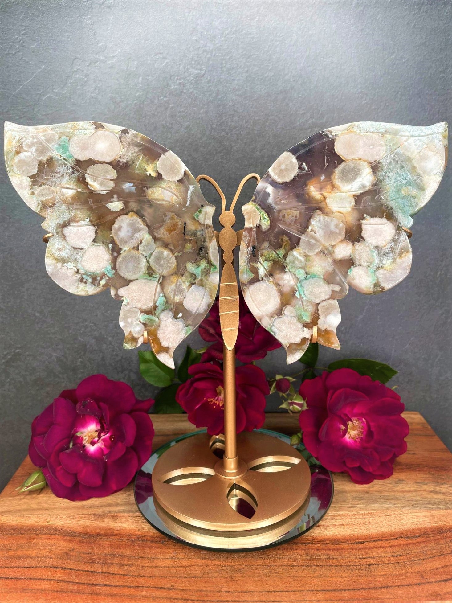 Rare Green Flower Agate Crystal Butterfly Wings – Crystals Melbourne ...