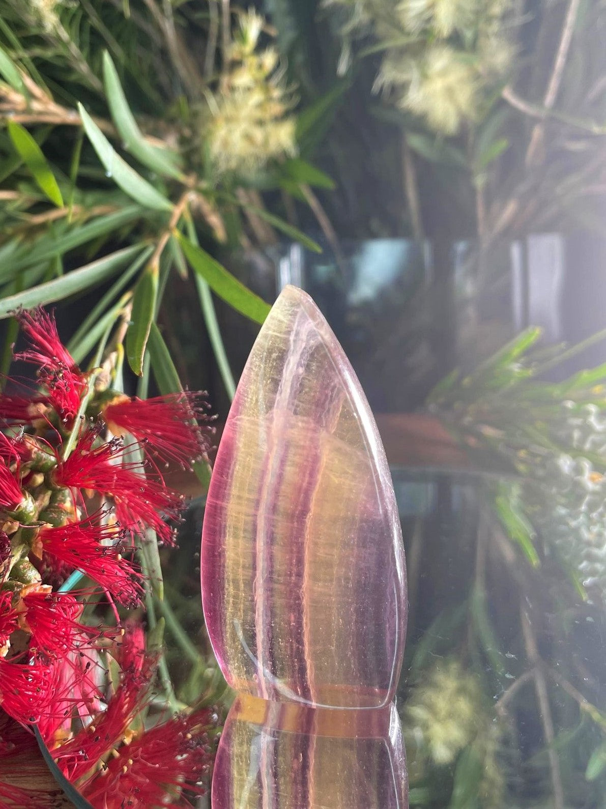 Cute Natural Candy Fluorite Crystal Flame – Crystals Melbourne Australia