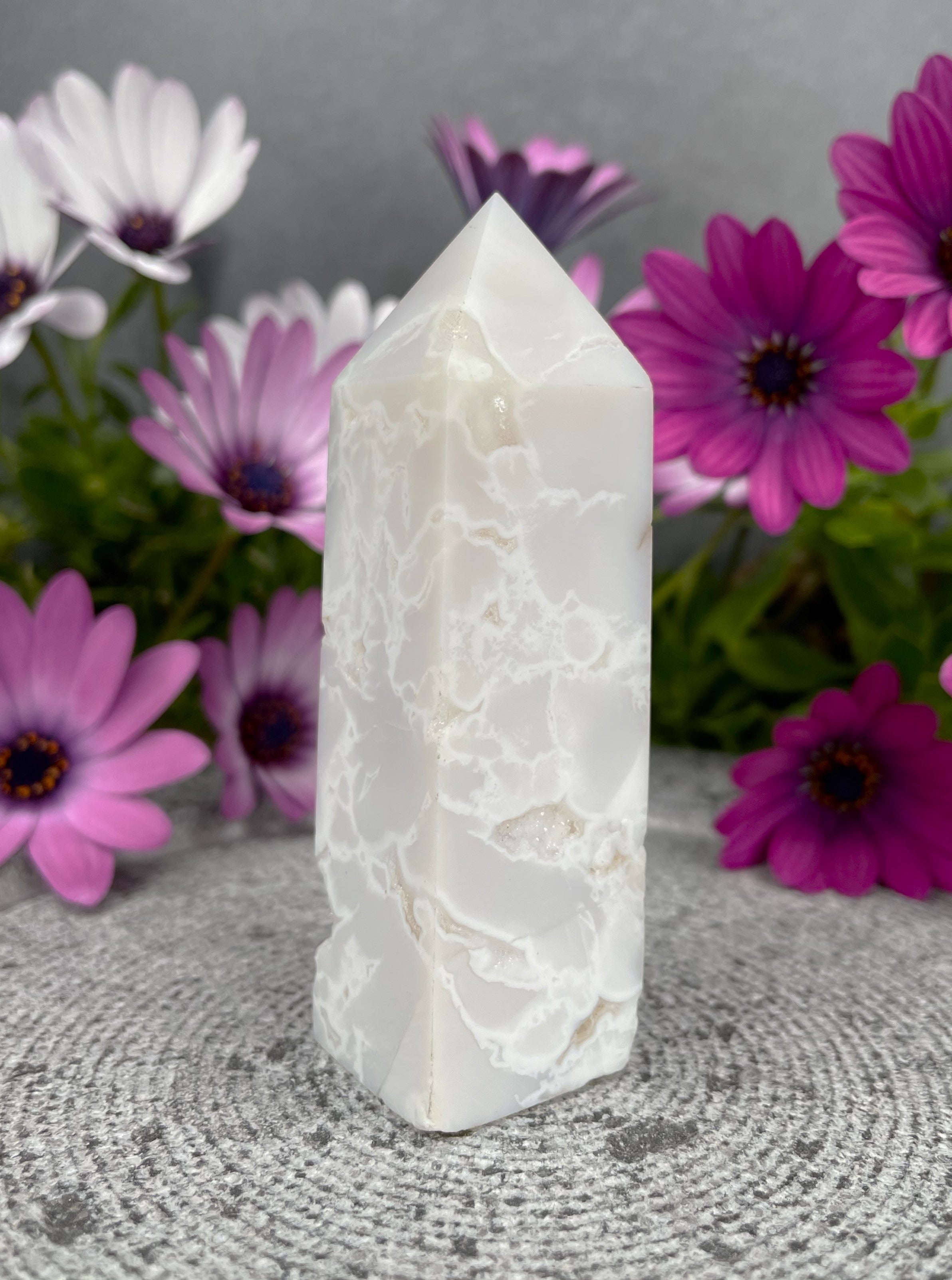 White Agate Crystal Tower Point – Crystals Melbourne Australia