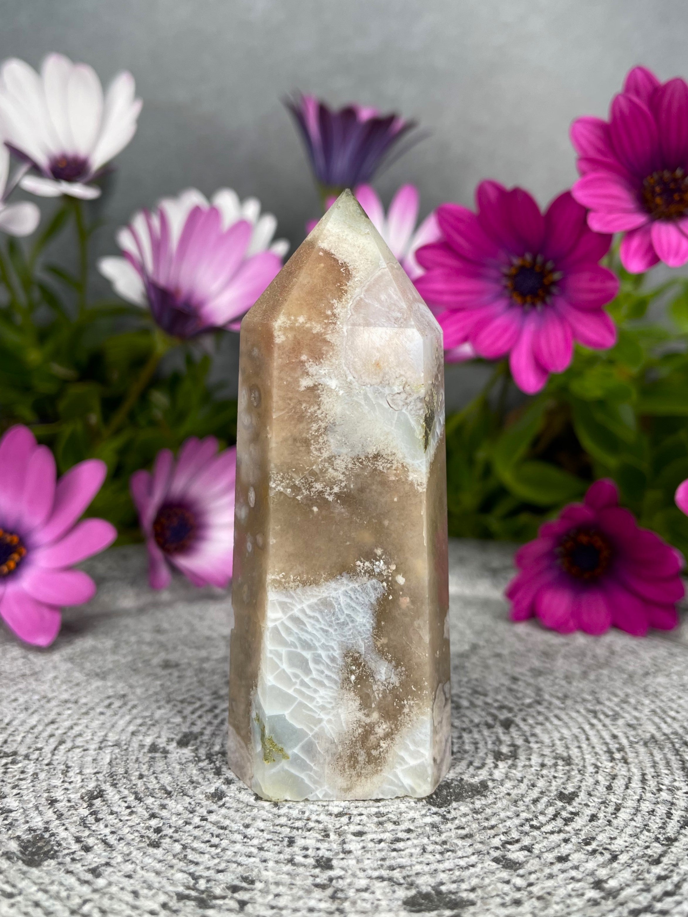 Gorgeous Flower Agate Crystal Tower Point – Crystals Melbourne Australia